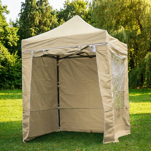 Pop Up Folding tent 2x2 m, with walls, Beige, H series, steel (canopy ...